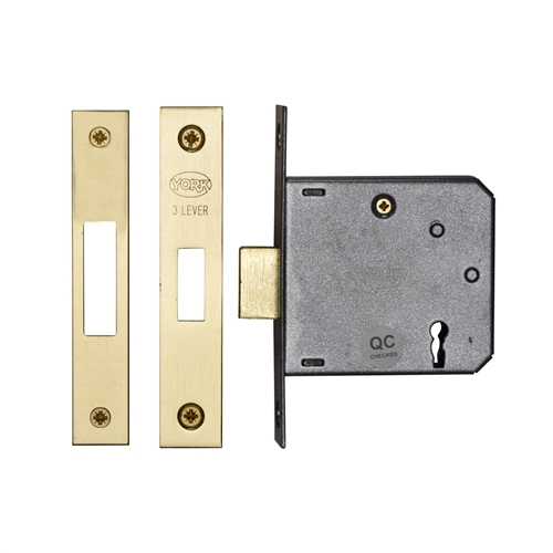 3" Deadlock 3 Lever Polished Brass