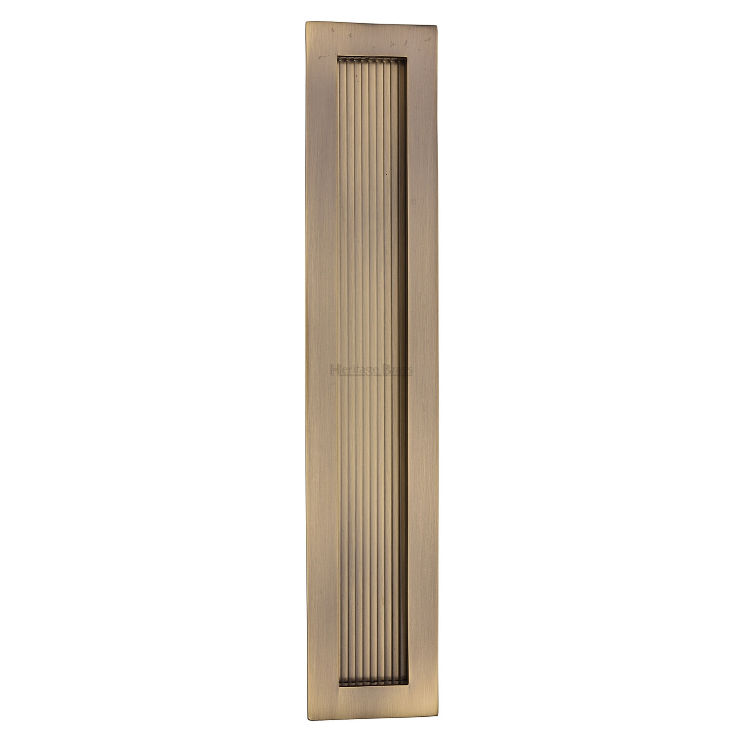 Reeded Rectangular Flush Pull 300 x 58mm Antique Brass finish
