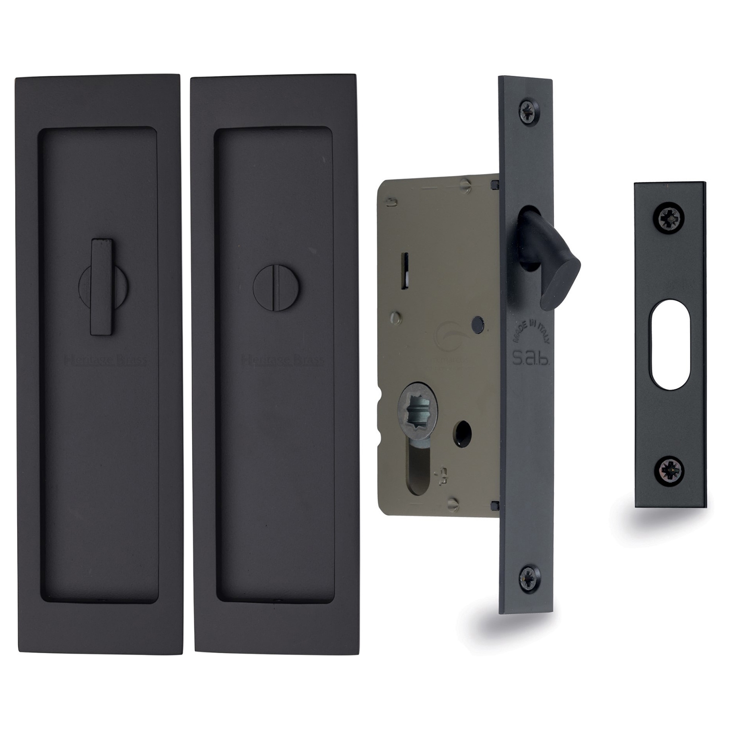 Flush Pull Privacy Set - Matt Black