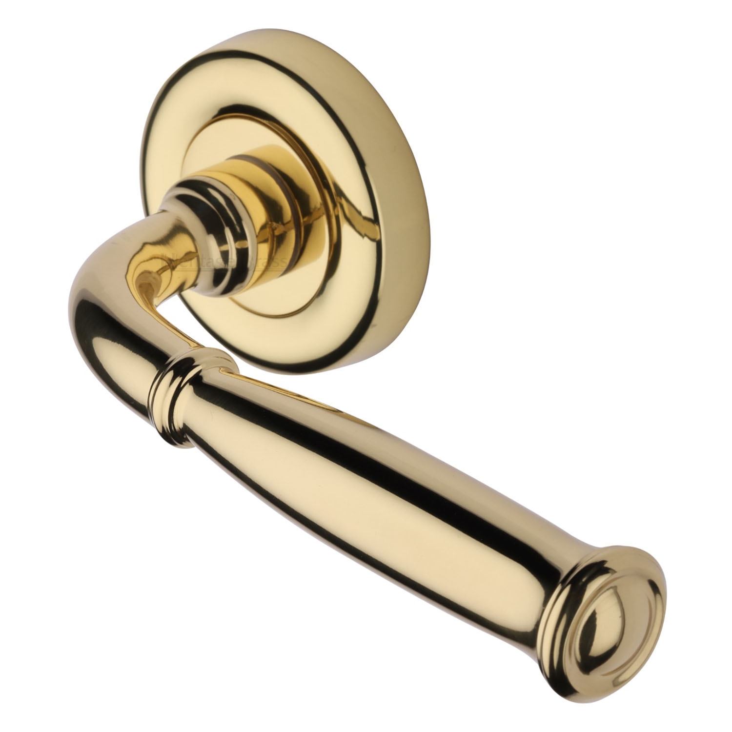 Heritage Brass Door Handle Lever Latch on Round Rose Lincoln Design ...