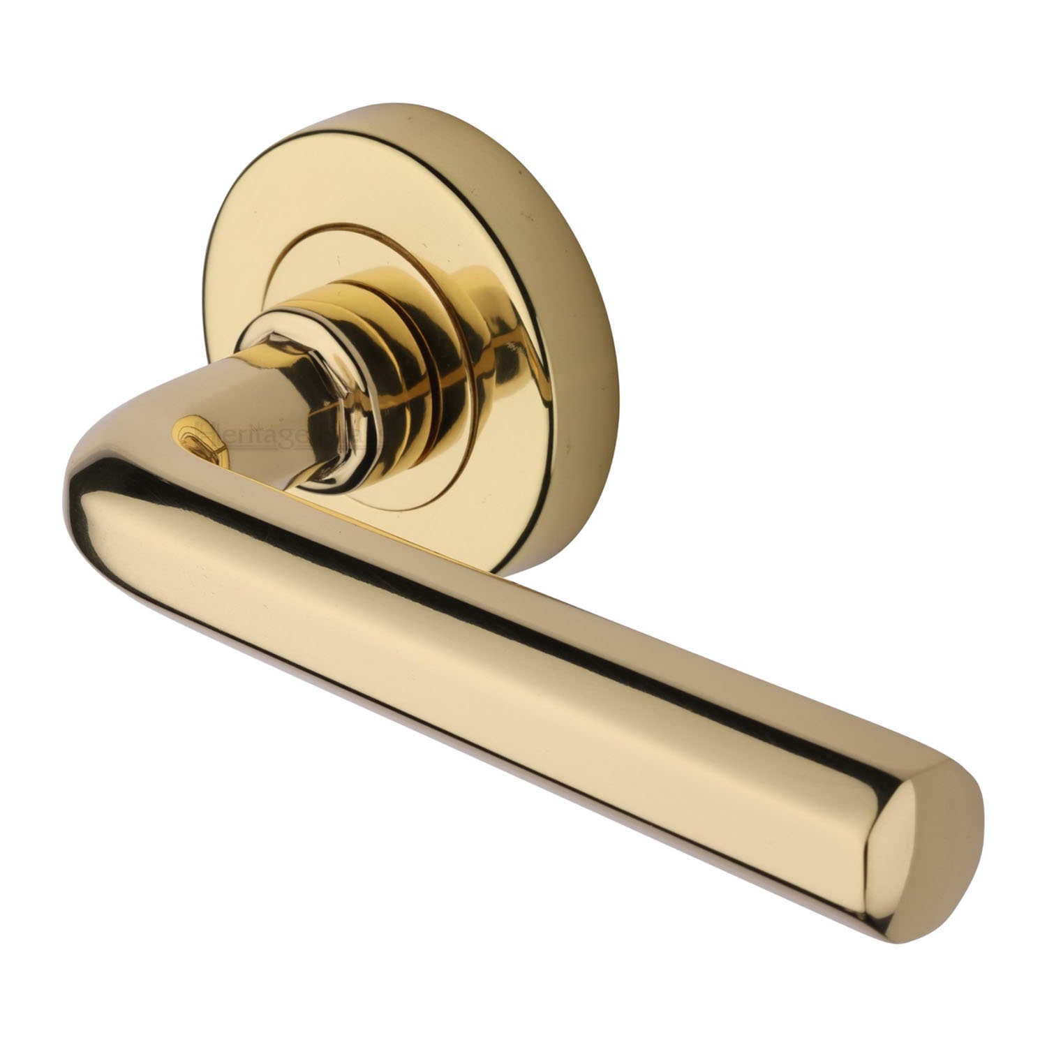 Heritage Brass Door Handle Lever Latch on Round Rose Octave Design ...